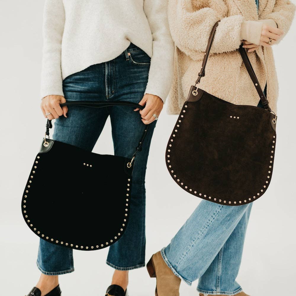 Rosalie Rivet Suede Hobo Bag | Boutique Blue | Pretty Simple